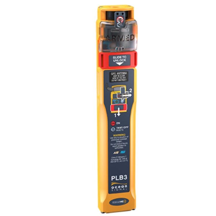 Ocean Signal PLB3 installed in the life jacket to activate on inflation