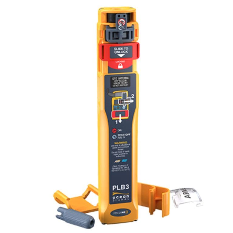 Ocean Signal PLB3 installed in the life jacket to activate on inflation